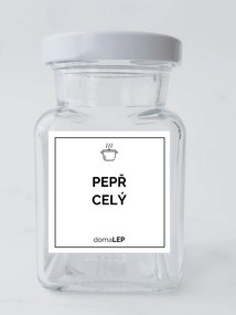 Samolepka na kořenky PEPŘ CELÝ bílá 5 × 5 cm tučné písmo