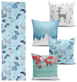 Sada 4 vánočních povlaků na polštář a běhounu na stůl Minimalist Cushion Covers Winter Wonderland
