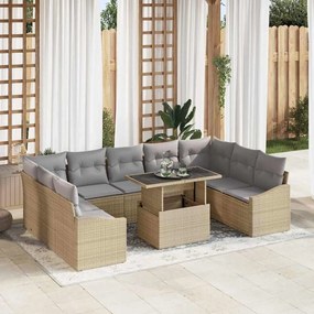 Set pohovek 10 ks Béžová a Světle šedá polyratan 3349066