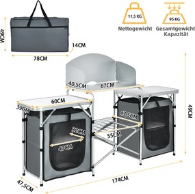 Costway Skládací kempingová kuchyňka s taškou, hliníková cestovní kuchyňka