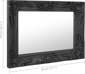 Nástěnné zrcadlo barokní styl 50 x 40 cm černé 320311