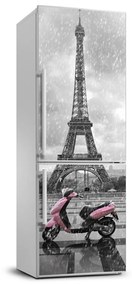 Wallmuralia Tapeta nálepka na ledničku Eiffelova věž skútr 60x180 cm