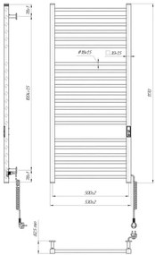 Koupelnový žebříkový radiátor HF DERBY 255W/230V 117x53 cm černá