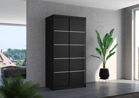 Šatní skříň s posuvnými dveřmi Riva - 100 cm Barva: Černá/Bílá