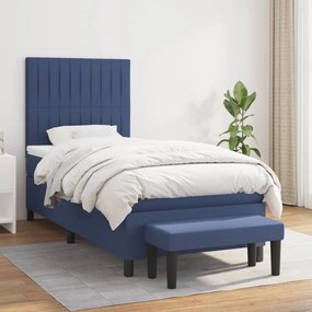 vidaXL Box spring postel s matrací 90x190 cm textil [3136718] Barva: Modrá