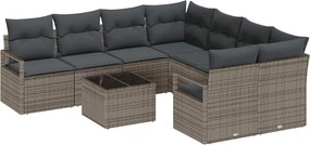 Set pohovek 9 ks 8-Počet míst Šedá Polyratan 3346319