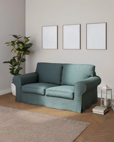 Potah na pohovku IKEA Ektorp 2-místná, rozkládací, STARÝ MODEL barva modrá látka pletený vzor