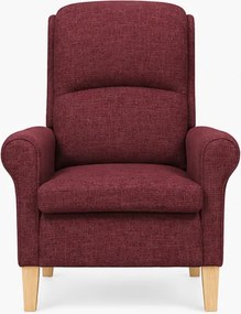 křeslo relaxační, odpočinkové, ušák, dřevo/textil, 101x95x75 cm, přírodní/vínová, Dekorino KR20260037