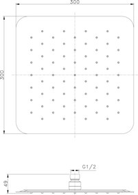 Sapho Sapho, Hlavová sprcha, 300x300, zlatá matná, SL101GB