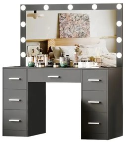 Velký toaletní stolek s osvětlením 80 x 40 x 110 cm černý