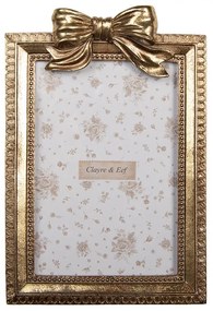 Zlatý antik fotorámeček zdobený mašlí - 13*3*20 cm / 10*15 cm