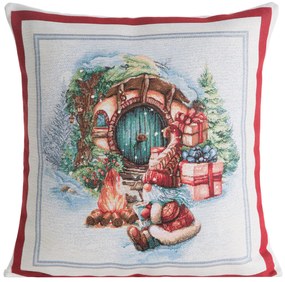 VÁNOČNÍ GOBELÍNOVÁ DEKORAČNÍ POVLAK NA POLŠTÁŘ XMAS2 45X45 CM VZOROVANÁ