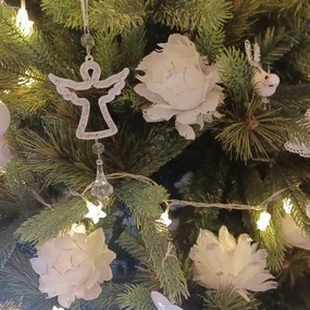 Vánoční ozdoba z peříček, 12 cm, bílá, peří