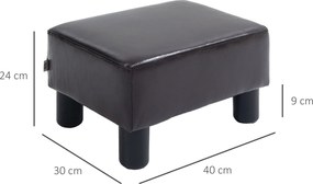 HOMCOM Taburet na nohy, obdélníkový otoman, podnožka, imitace kůže, do 100 kg, do obývacího pokoje, káva
