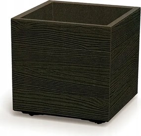 Květináč s vložkou Prosperplast 38,5 x 37 cm Madera Square Eco Wood káva