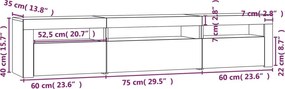 vidaXL TV skříňka s LED osvětlením 195x35x40 cm [3152740] Barva: šedá sonoma