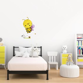 Dětské nástěnné svítidlo s hodinami Bee Clock, 1x žluté plastové stínítko