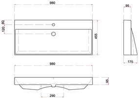 Sapho, KARE 100 nábytkové umyvadlo 98x46 cm, 17100