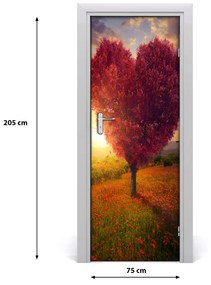 Fototapeta na dveře samolepící dřevo srdce 75x205 cm