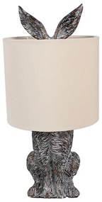 Šedá stolní lampa králík s béžovým stínidlem Rabbi - Ø 20*43 cm