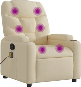 Masážní polohovací křeslo krémové barvy, látka 3205615