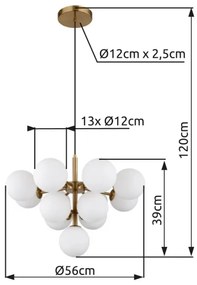 Globo 56143-13G - Lustr na lanku GRAPPY 13xG9/5W/230V pr. 56 cm zlatá