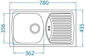 ALVEUS BASIC 150 FI 90 kuchyňský dřez nerez, 780 x 435 mm, satin 1037766