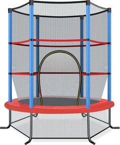 Costway Zahradní trampolína Ø 140 cm s ochrannou sítí trampolína pojme až 135 kg