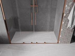 Mexen Velar Duo, posuvné dveře do otvoru 200x200 cm, 8mm čiré sklo, růžové zlato, 871-200-000-02-60