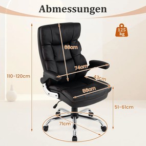 Costway Ergonomická kancelářská židle s rozkládacími područkami a funkcí