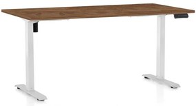 Výškově nastavitelný stůl OfficeTech B, 160 x 80 cm, bílá podnož, dub silverjack
