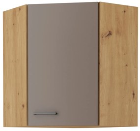 Rohová horní kuchyňská skříňka Barb 58x58 GN-72 1F (dub artisan + truflová). 1044952