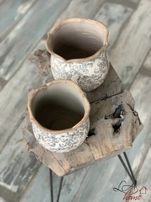 Keramický obal na květináč s ornamenty - Ø 15*14 cm
