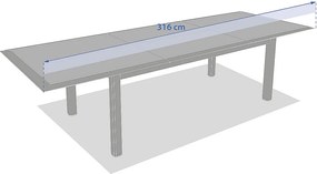 DEOKORK Hliníkový jídelní stůl MADRID 216/316x115 cm (cappuccino)
