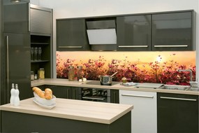DIMEX | Fototapeta do kuchyně Květinové pole KI-260-130 | 260 x 60 cm | béžová, žlutá, růžová