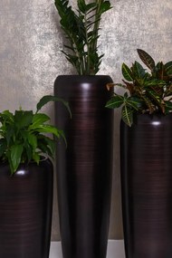 Luxusní květináč CAVITA, sklolaminát, výška 75 cm, černo-hnědý hedvábný mat