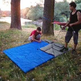 Costway Dvojitý spací pytel Goplus 2 People XL dekový spací pytel spací – modrý