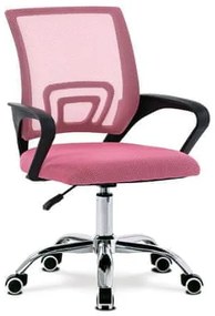 Autronic Kancelářská židle potah růžová látka MESH a síťovina MESH, výškově nastavitelná, kovový chromovaný kříž (KA-L103 PINK)
