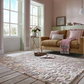 Krémový ručně tkaný vlněný koberec 200x290 cm Tania Floral – Flair Rugs