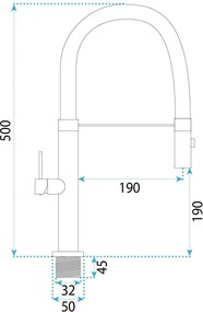 Rea Viera, vysoká kuchyňská baterie s elastickým rameno a 2-funkční sprškou, chromová-černá matná, REA-B4855