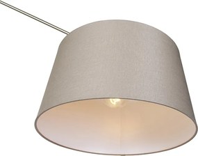 Moderní stojací lampa ocel s tmavě hnědým stínítkem 45 cm - Editor