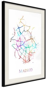 Artgeist Plakát mapa města: Madrid (barevný) Velikosti (šířkaxvýška): 20x30, Finální vzhled: Černý rám s paspartou