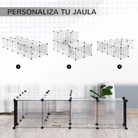 PawHut Kotec pro malé domácí zvířata - 27 panelů s možností přizpůsobení tvaru pro morčata, králíky, činčily 140x70x70 cm
