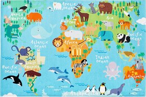 Detský kusový koberec Torino kids 233 WORLD MAP, 80x120, viacfarebná, detská izba, Obsession