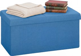HOMCOM úložný puf, skládací úložná lavice 84 L 76x38x38 cm potah z umělého lnu světle modrý
