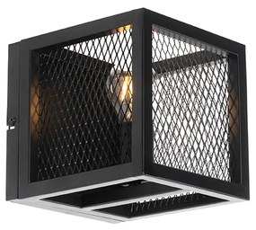 Průmyslová nástěnná lampa černá - Cage Mesh