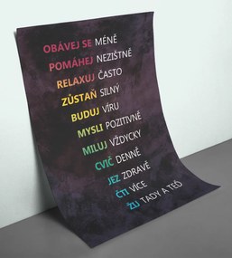 Plakát - Obávej se méně FeelHappy.cz Velikost plakátu: A3 (29,7 × 42 cm)