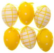 Autronic Vajíčko žluté plastové 5 cm, dekorační na zavěšení, cena za sadu 6 kusů VEL5031