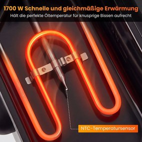 Costway 3 L Elektrická fritéza vyrobená z nerezové oceli 2000 W Fritéza Olejová