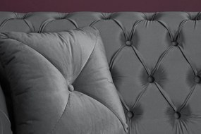 Designová sedačka Rubby Chesterfield II 225 cm stříbrno-šedá